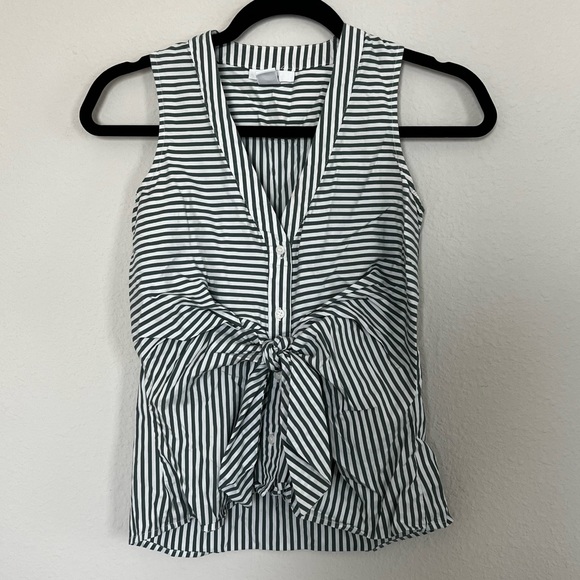 Bar III | Tops | Bar Iii Green And White Striped Button Down Tank Top ...